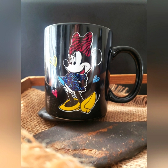 Disney | Dining | Disney Minnie Mouse Mug 2oz Mug Black Colorful Hearts ...